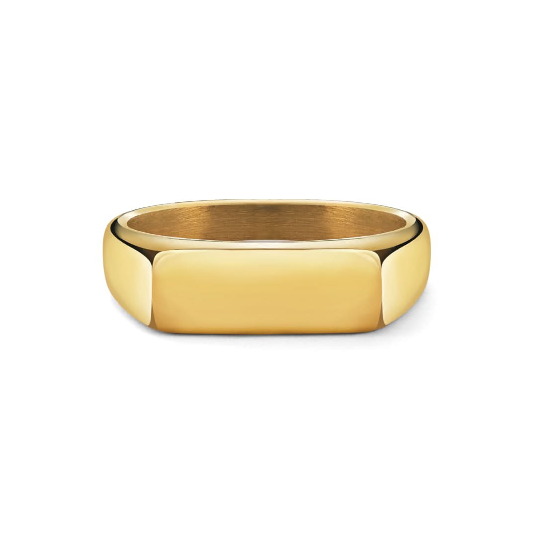Men's Rectangle Signet Ring Gold | VIRAGE London