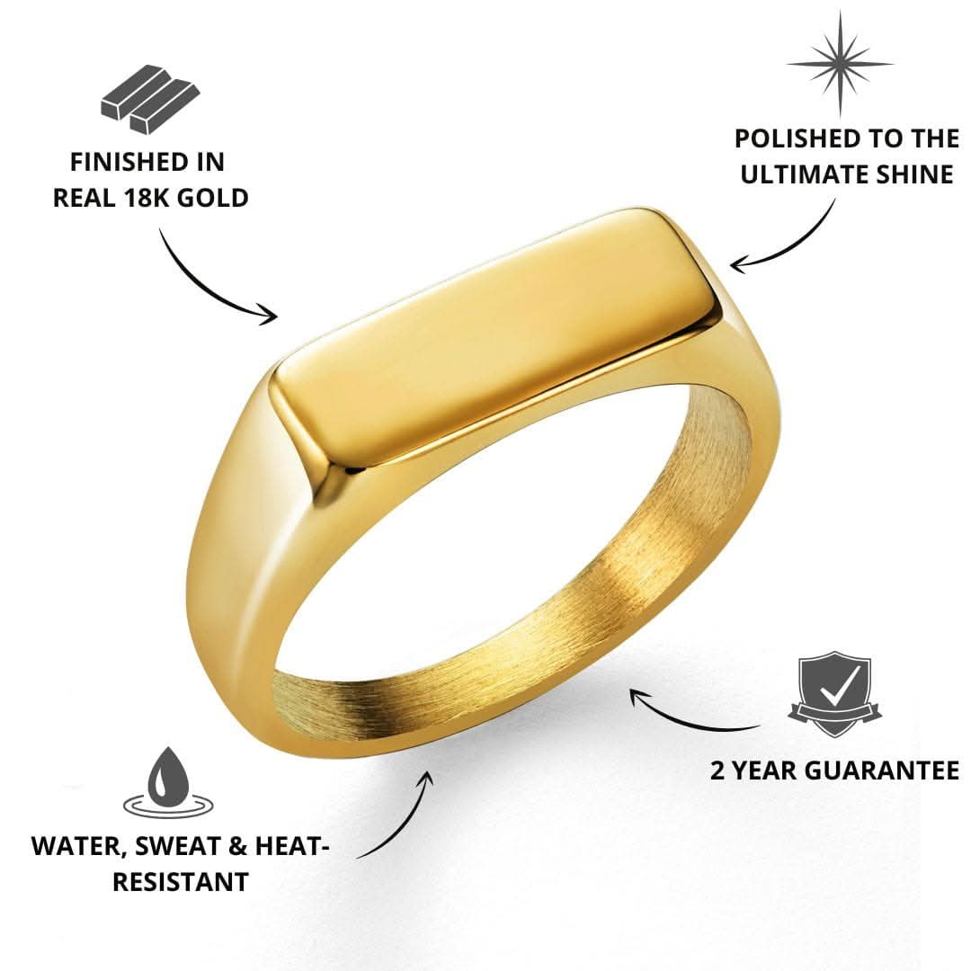Men's Rectangle Signet Ring Gold | VIRAGE London