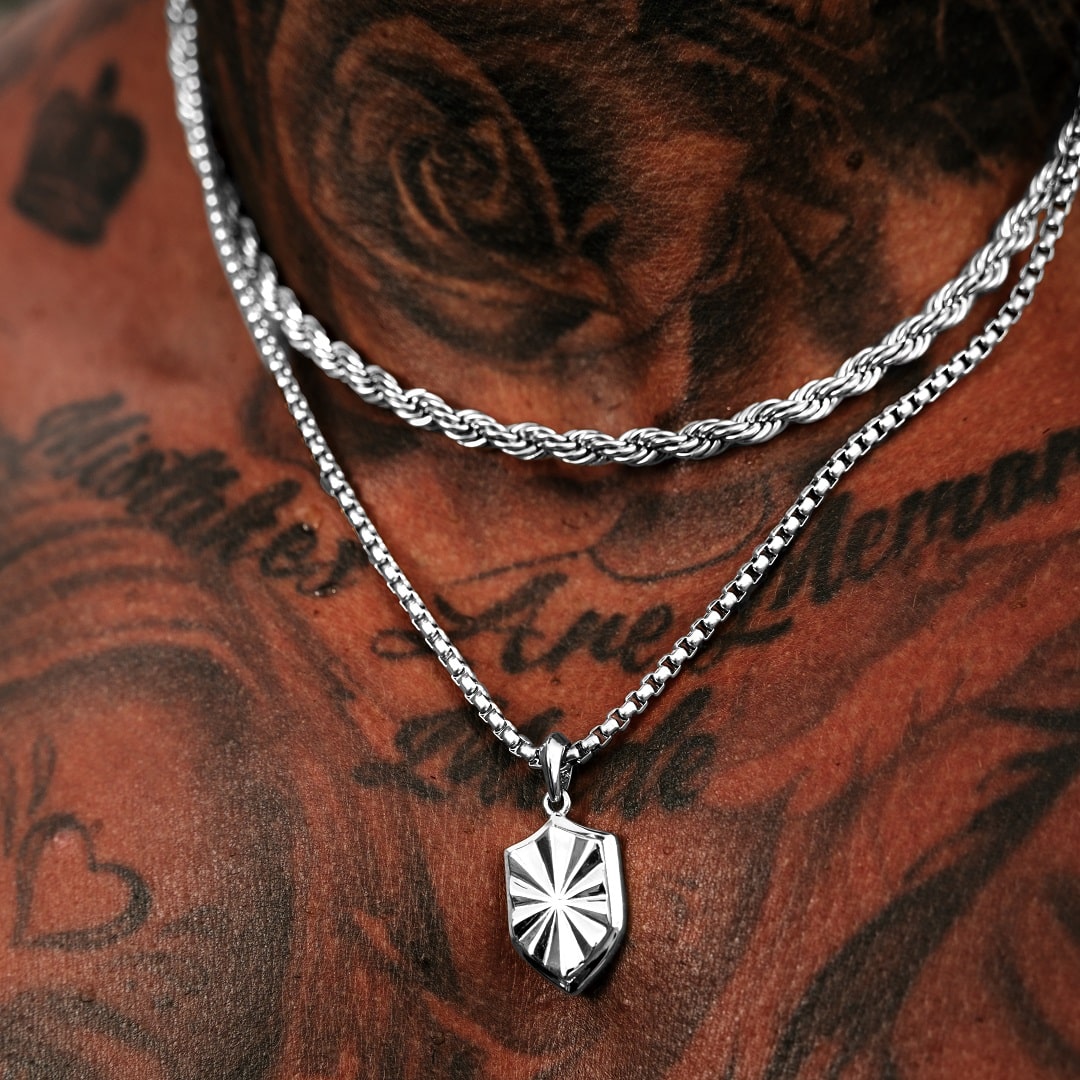 Men's Silver Shield Pendant | VIRAGE London