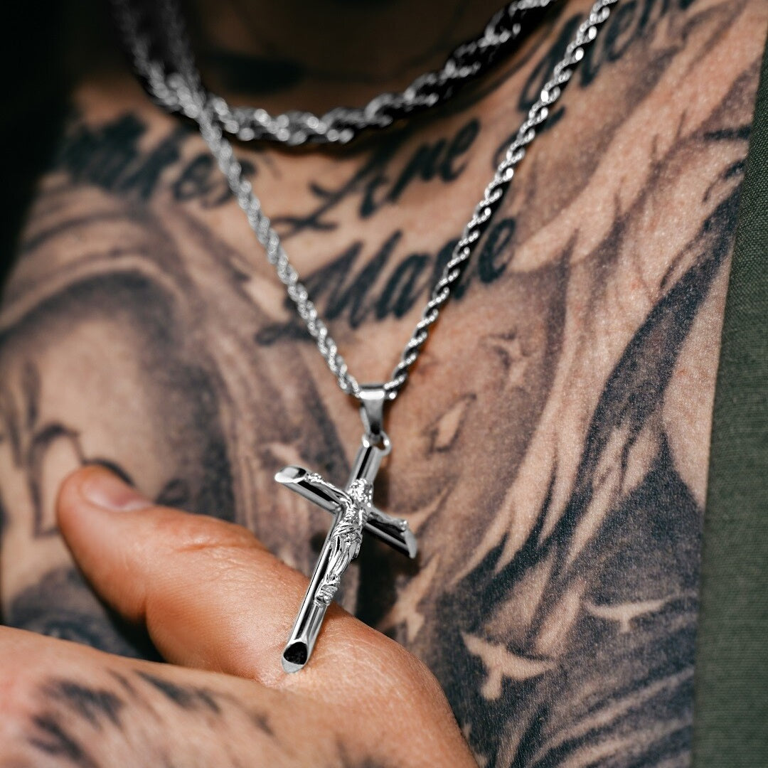 Men's Silver Crucifix x Rope Set | VIRAGE London