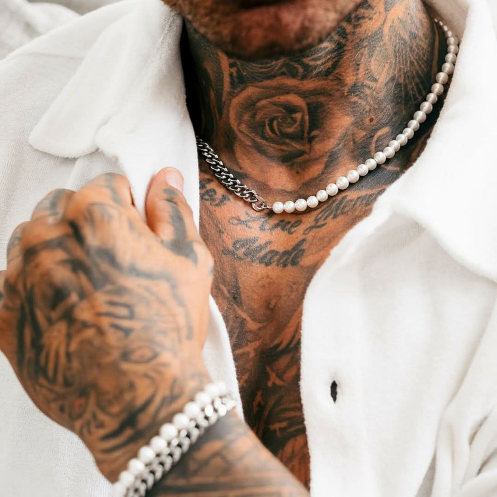 Men's Pearl x Cuban Chain Silver | VIRAGE London